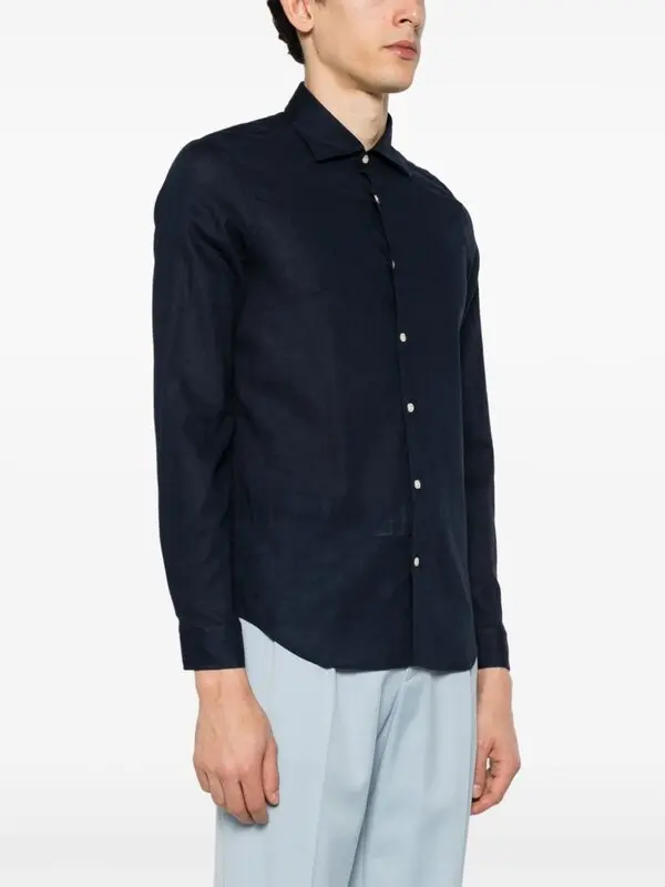 MANUEL RITZ Logo-embroidered Long-sleeves Shirt - Blue