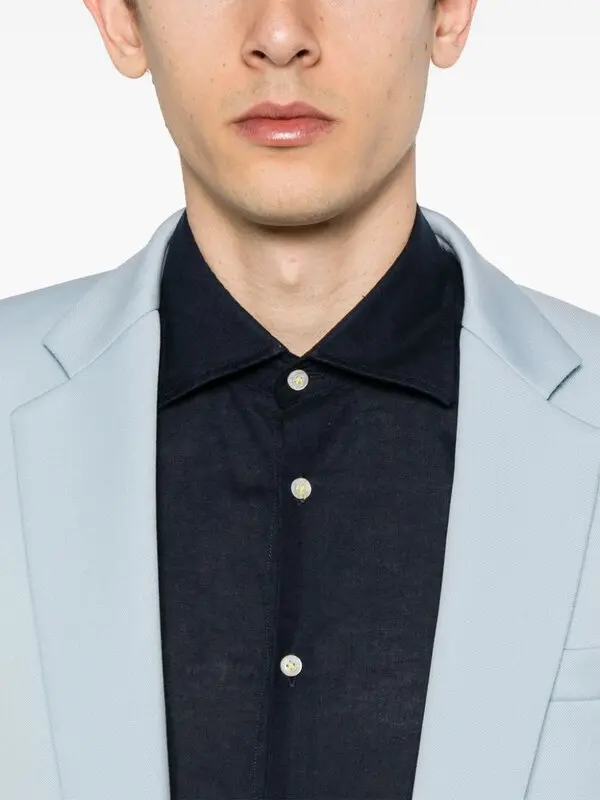 MANUEL RITZ Logo-embroidered Long-sleeves Shirt - Blue