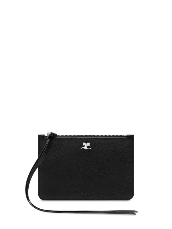COURREGES Ac Grained-texture Leather Purse - Black