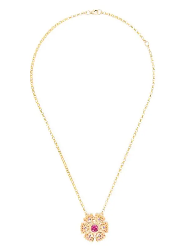 Harwell Godfrey 18kt Yellow Petunia Multi-stone Pendant Necklace - Gold
