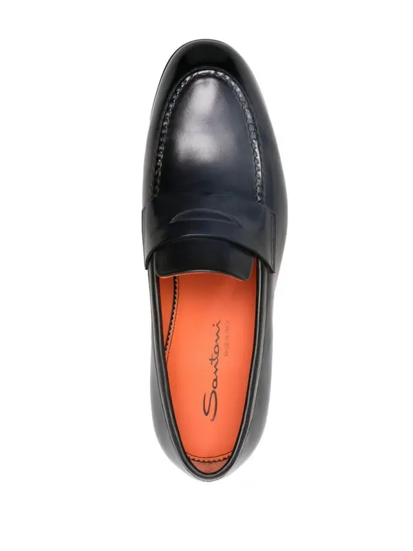Santoni Faded Leather Penny Loafers - Blue