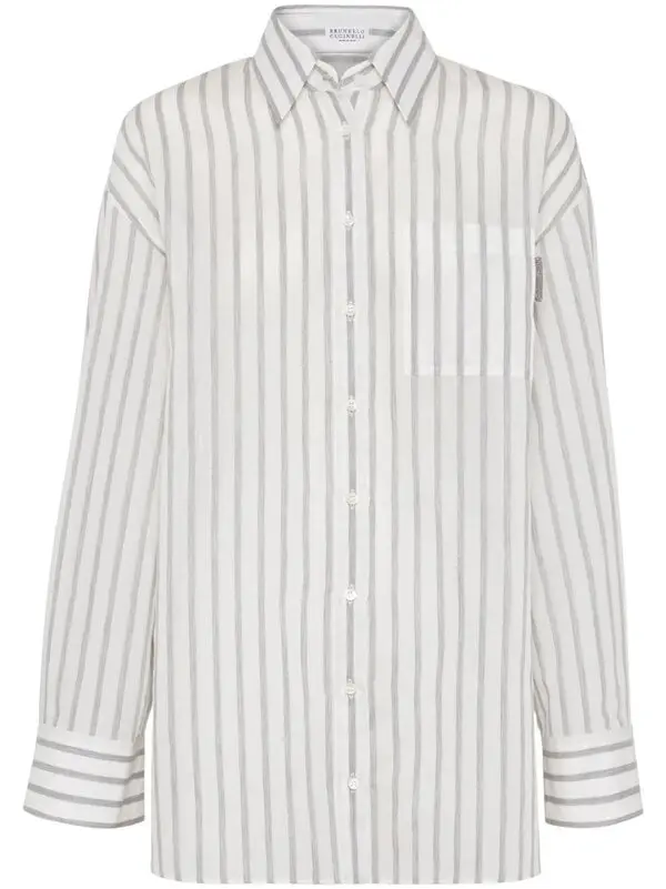 Brunello Cucinelli Striped Long-sleeve Shirt - White