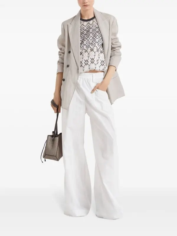 Brunello Cucinelli Wide-leg Cotton Trousers