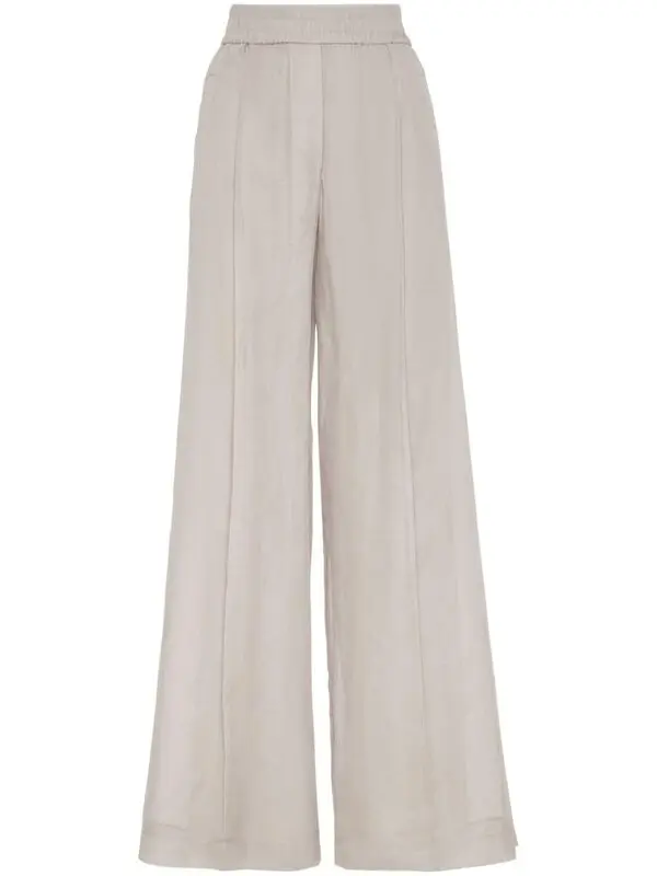 Brunello Cucinelli Elasticated-waist Linen Trousers