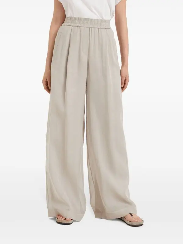 Brunello Cucinelli Elasticated-waist Linen Trousers
