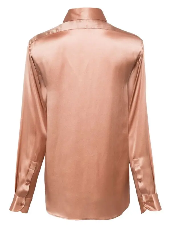 TOM FORD Long-sleeved Silk-satin Shirt - Neutrals