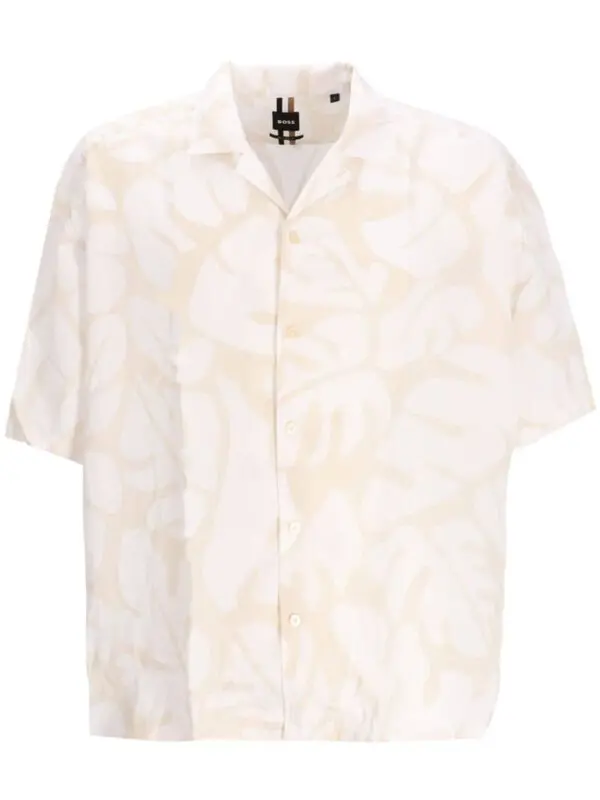 BOSS S-drew Leaf-print Shirt - White
