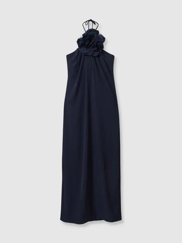 Halston Rosette Maxi Dress