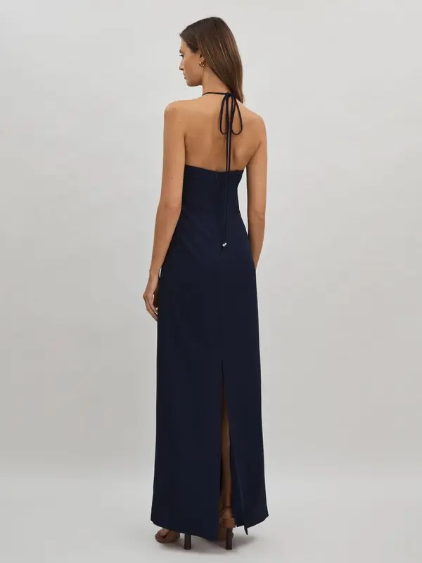 Halston Rosette Maxi Dress
