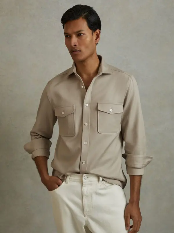 REISS Arlo Cotton Canvas Overshirt