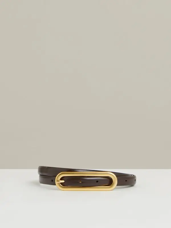 REISS Chaya Leather Belt - Chocolate