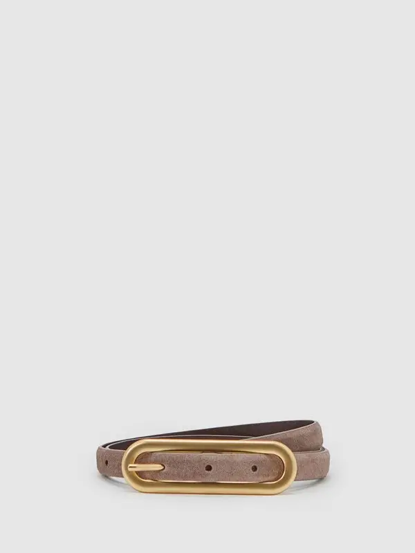 REISS Chaya Leather Belt - Taupe