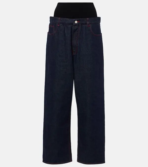 KALAIA Bleu Denim Alaïa High-rise Wide-leg Jeans