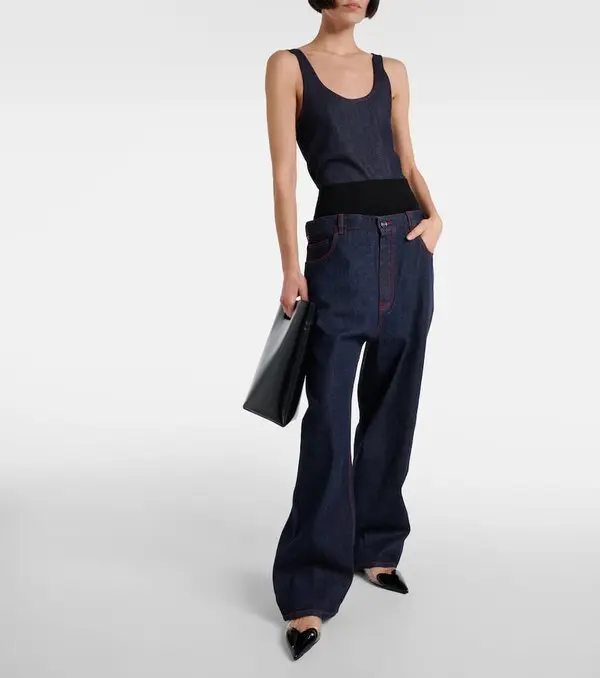 KALAIA Bleu Denim Alaïa High-rise Wide-leg Jeans