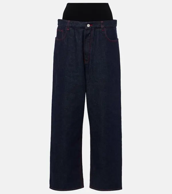 KALAIA Bleu Denim Alaïa High-rise Wide-leg Jeans - Blue