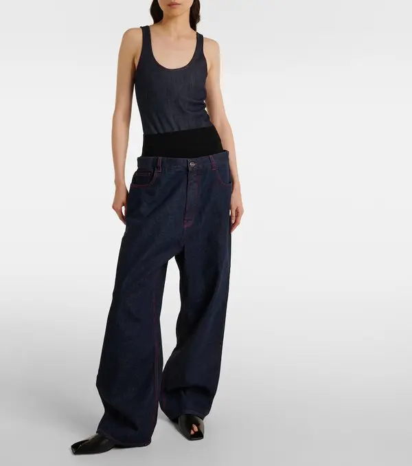 KALAIA Bleu Denim Alaïa High-rise Wide-leg Jeans