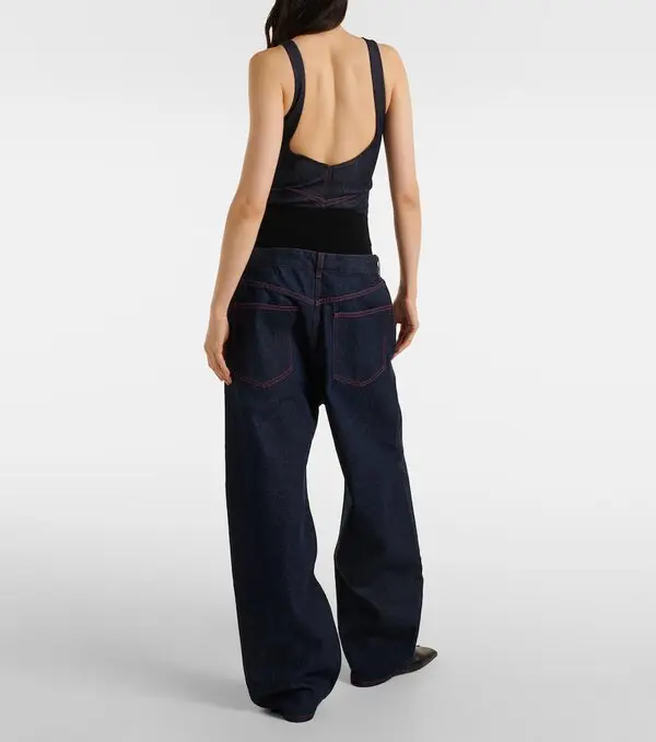 KALAIA Bleu Denim Alaïa High-rise Wide-leg Jeans