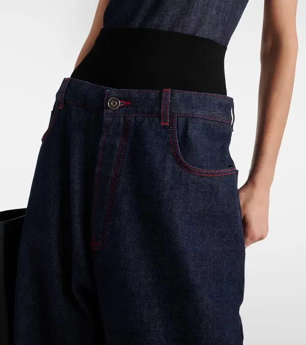 KALAIA Bleu Denim Alaïa High-rise Wide-leg Jeans