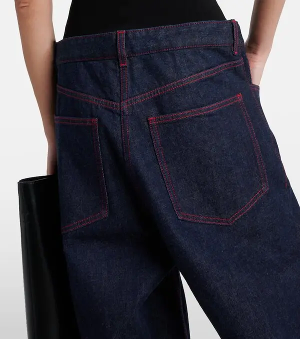 KALAIA Bleu Denim Alaïa High-rise Wide-leg Jeans