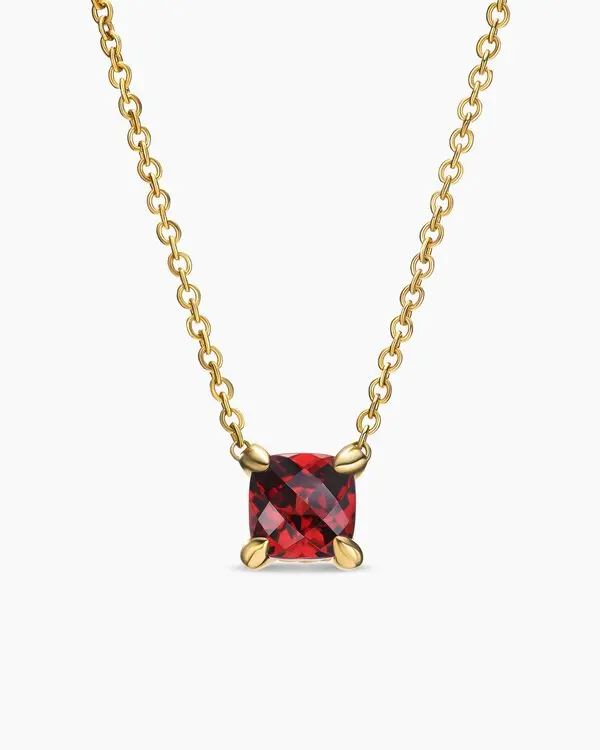 David Yurman 18k Yellow Gold Pendant Necklace - Garnet