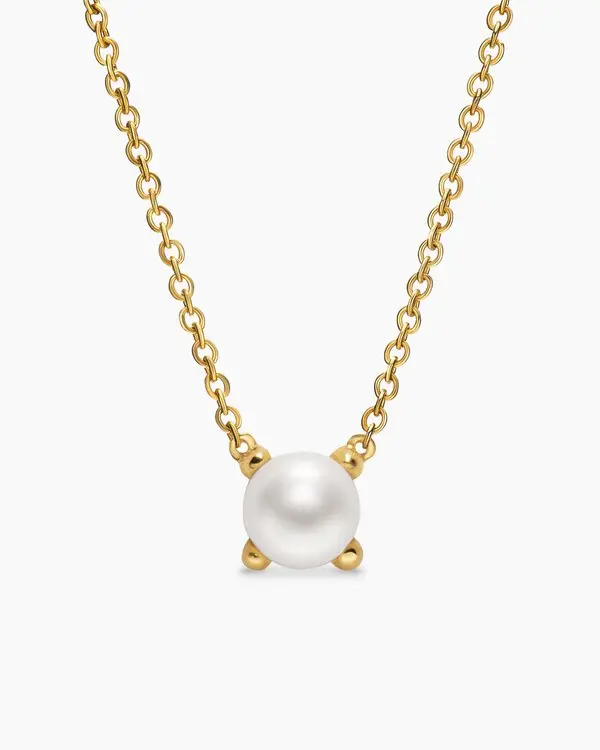 David Yurman 18k Yellow Gold Pendant Necklace - Pearl