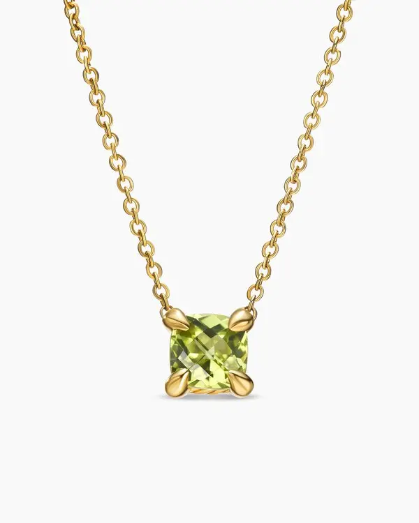 David Yurman 18k Yellow Gold Pendant Necklace - Peridot