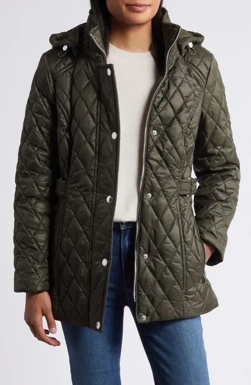 London Fog Quilted Water-resistant Jacket - Olive