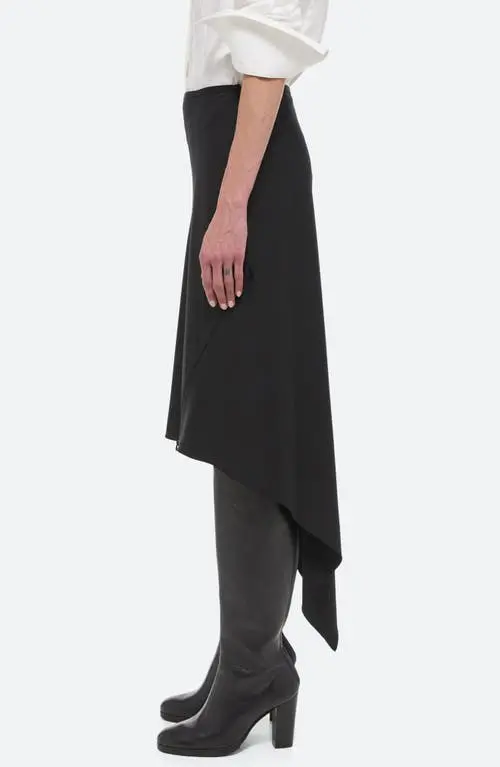 Helmut Lang Scarf Hem Virgin Wool Maxi Skirt - Black