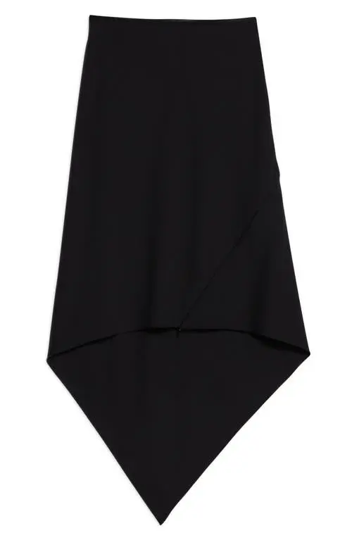 Helmut Lang Scarf Hem Virgin Wool Maxi Skirt - Black