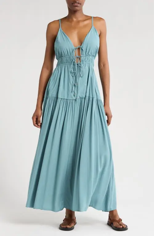 Elan Tie Front Cover-up Maxi Dress - Teal