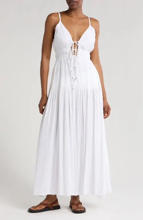 Elan Tie Front Cover-up Maxi Dress - White