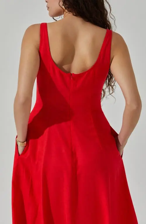 knee length dresses for ladies Ciela Bow Puff Sleeve Midi Dress