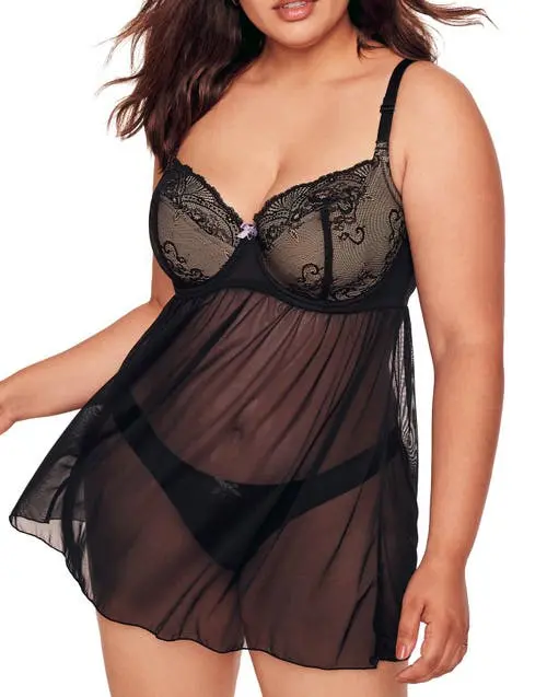 ADORE ME Ella Contour Babydoll Lingerie - Black