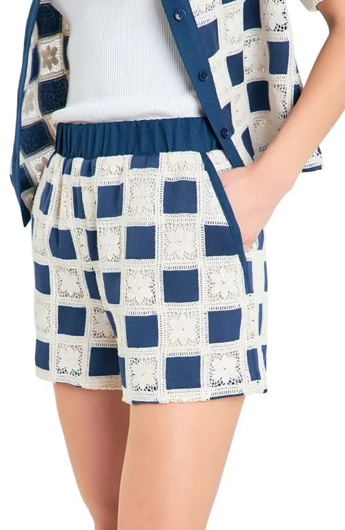 English Factory Crocket Crochet Patchwork Shorts