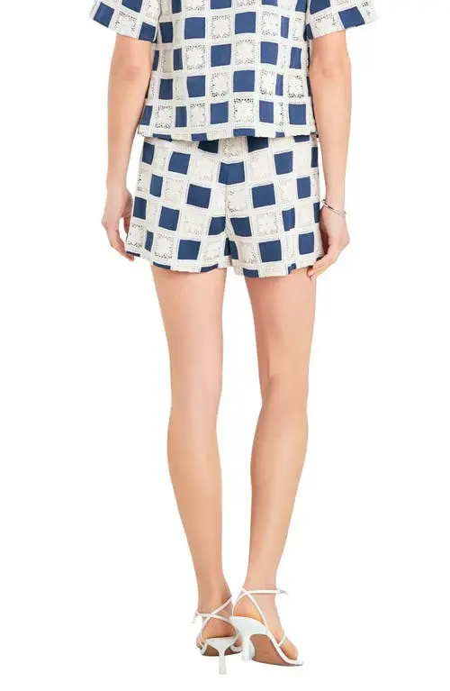 English Factory Crocket Crochet Patchwork Shorts