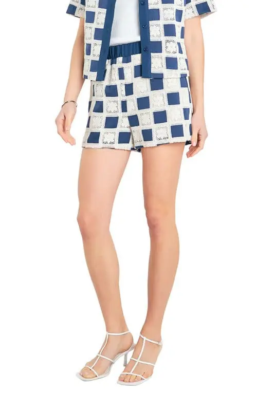 English Factory Crocket Crochet Patchwork Shorts