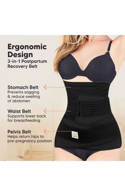 KEABABIES Revive 3-in-1 Postpartum Recovery Support Belt - Midnight Black