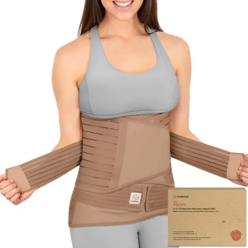 KEABABIES Revive 3-in-1 Postpartum Recovery Support Belt - Warm Tan