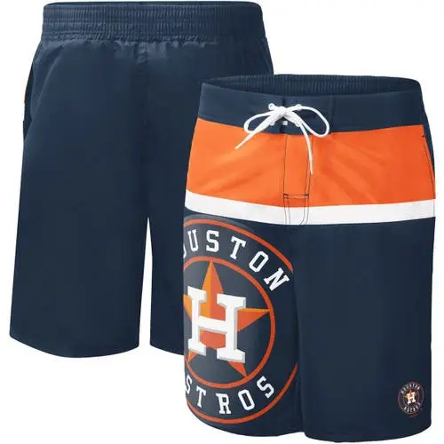 G-III SPORTS BY CARL BANKS Houston Astros Sea Wind Swim Shorts By - Navy