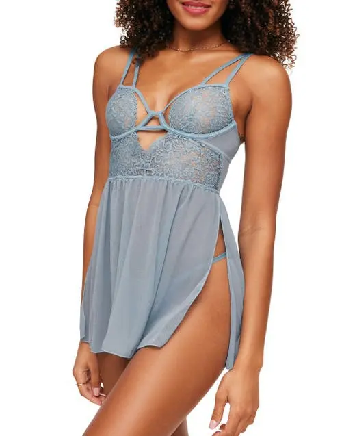ADORE ME Rae Unlined Babydoll & G-string Set Lingerie - Delphinium Blue