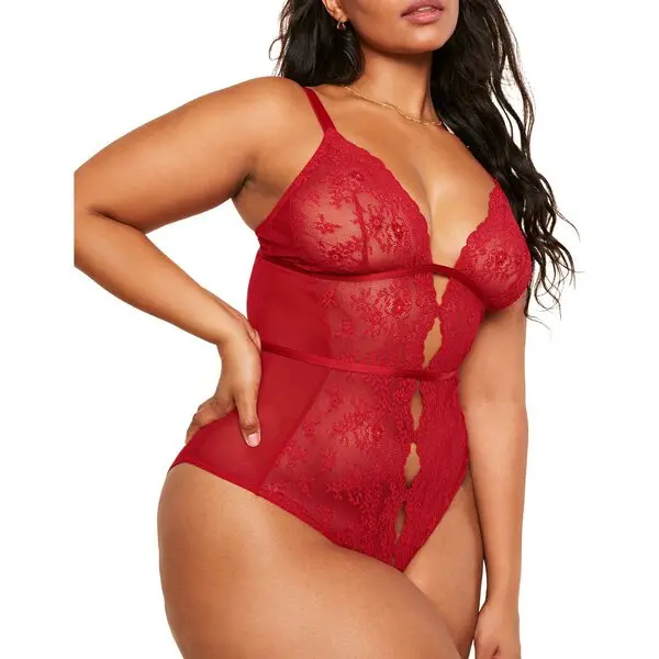 ADORE ME Rosie Crotchless Bodysuit Lingerie - Deep Red