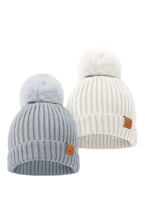 KEABABIES 2-pack Pom Knitted Beanie - Cloud
