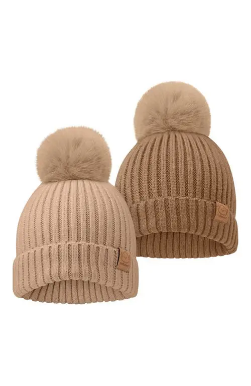KEABABIES 2-pack Pom Knitted Beanie - Dune