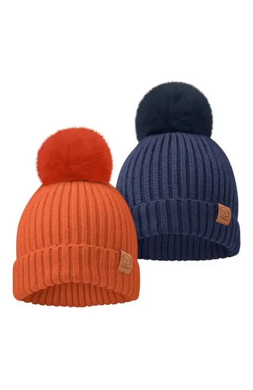 KEABABIES 2-pack Pom Knitted Beanie - Ember