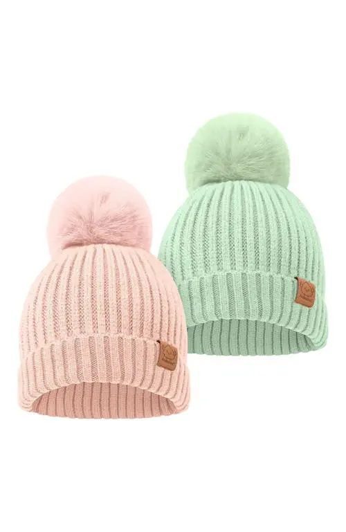 KEABABIES 2-pack Pom Knitted Beanie - Macaron