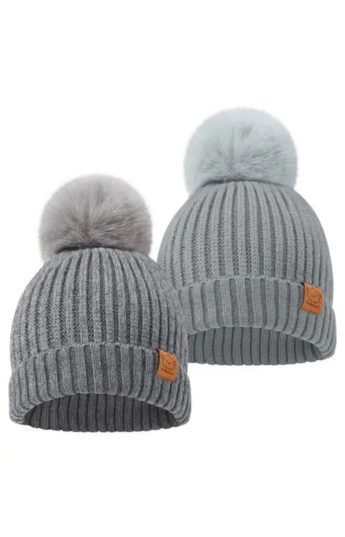 KEABABIES 2-pack Pom Knitted Beanie - Steel