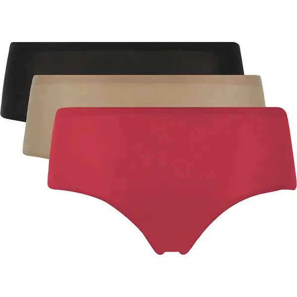 Chantelle Soft Stretch Assorted 3-pack Hipster Panties - Red/beige/black