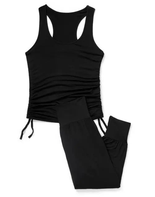 ADORE ME Jayden Pajama Tank & Pant Set - Black
