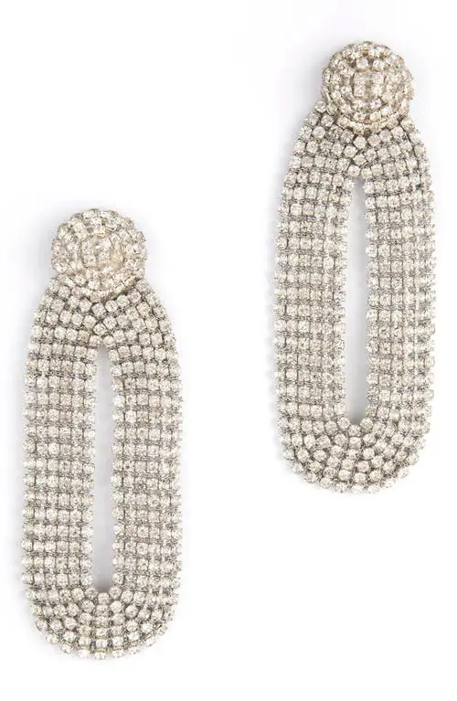 Deepa Gurnani Shyna Crystal Drop Earrings - Silver