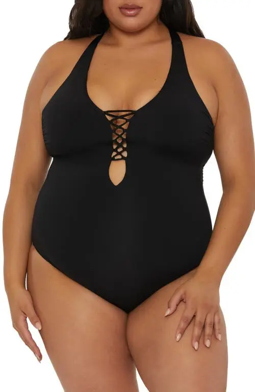 BECCA By Rebecca Virtue Lace-up One-piece Swimsuit - Black